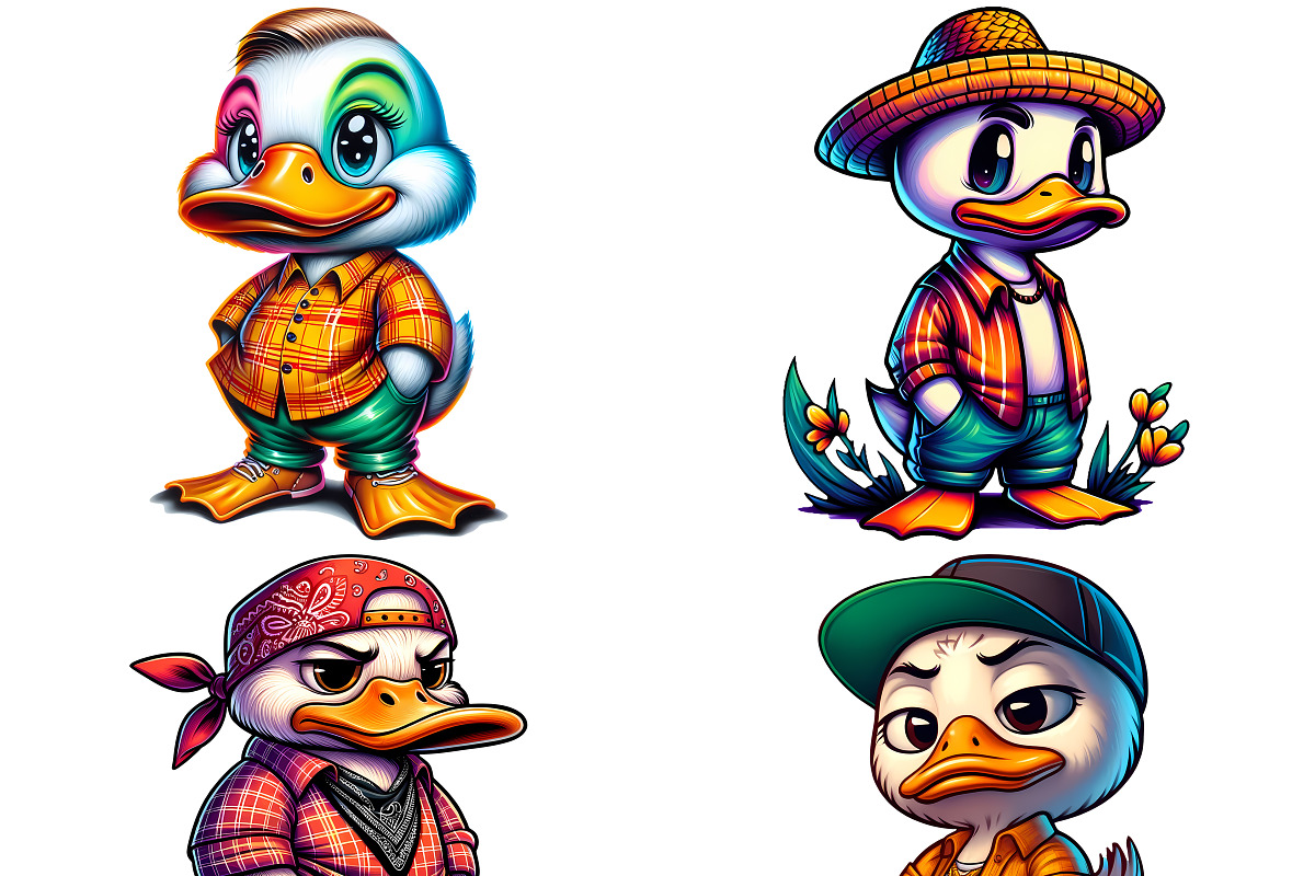 Cholo Duck Clipart Set, an Animal Illustration by DoubleTwists