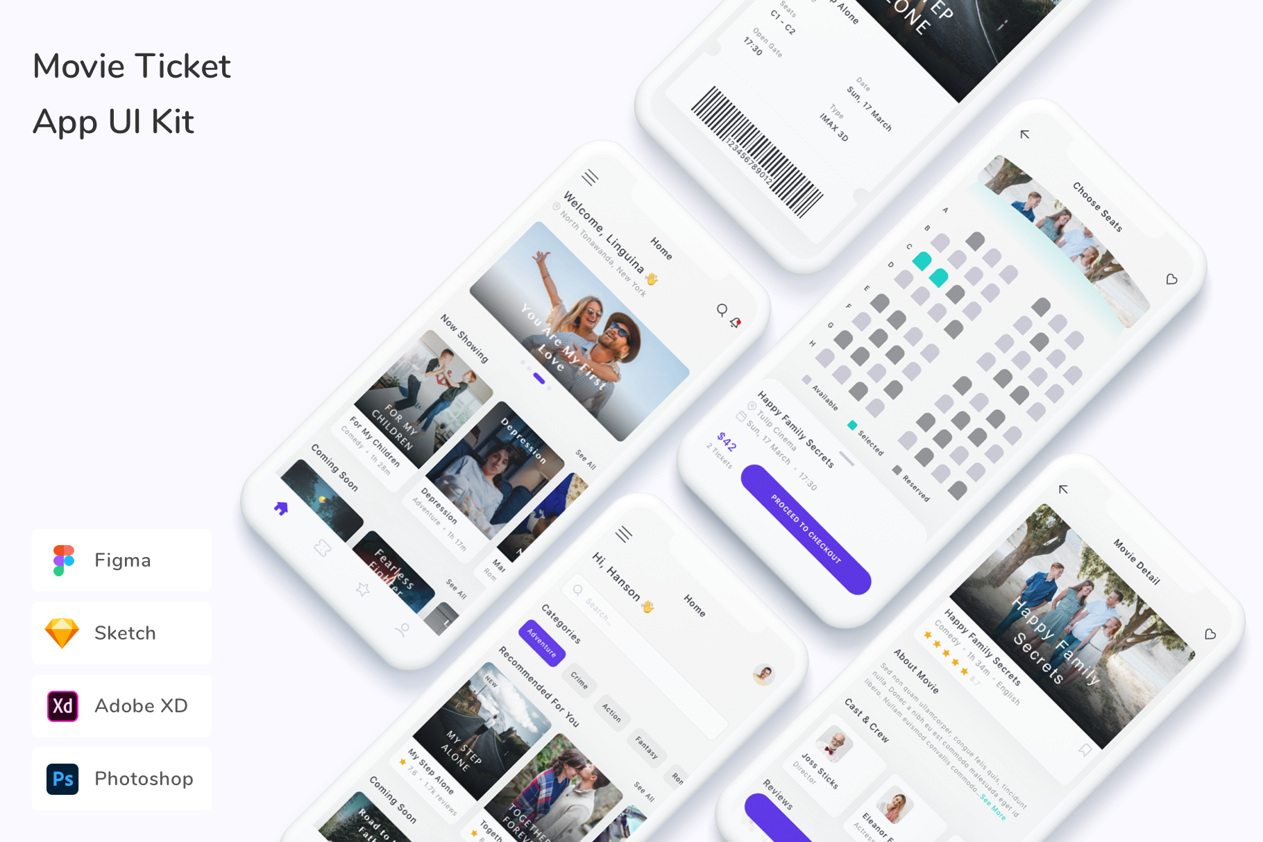 Movie Ticket App UI Kit | UI Kits and Libraries ~ Creative Market