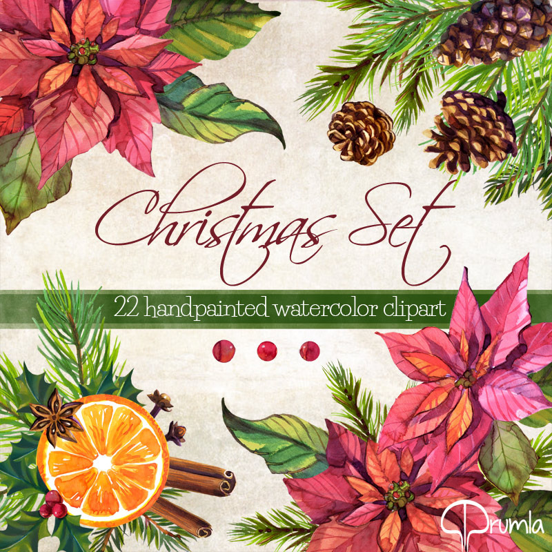 Christmas Set of 22 clipart elements, a Graphic by Drumla