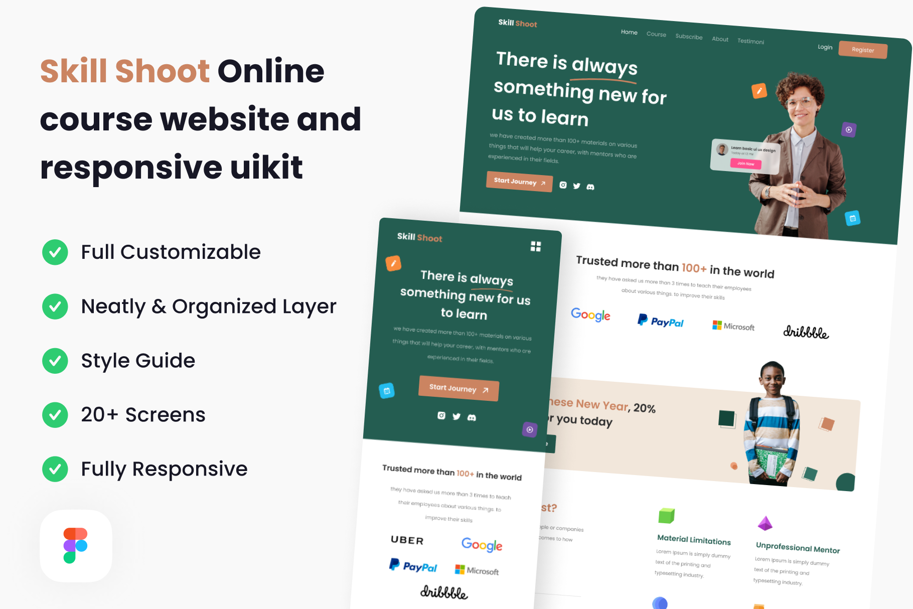 Website Online Course UI Kits, an UI Kit Template by Minialis