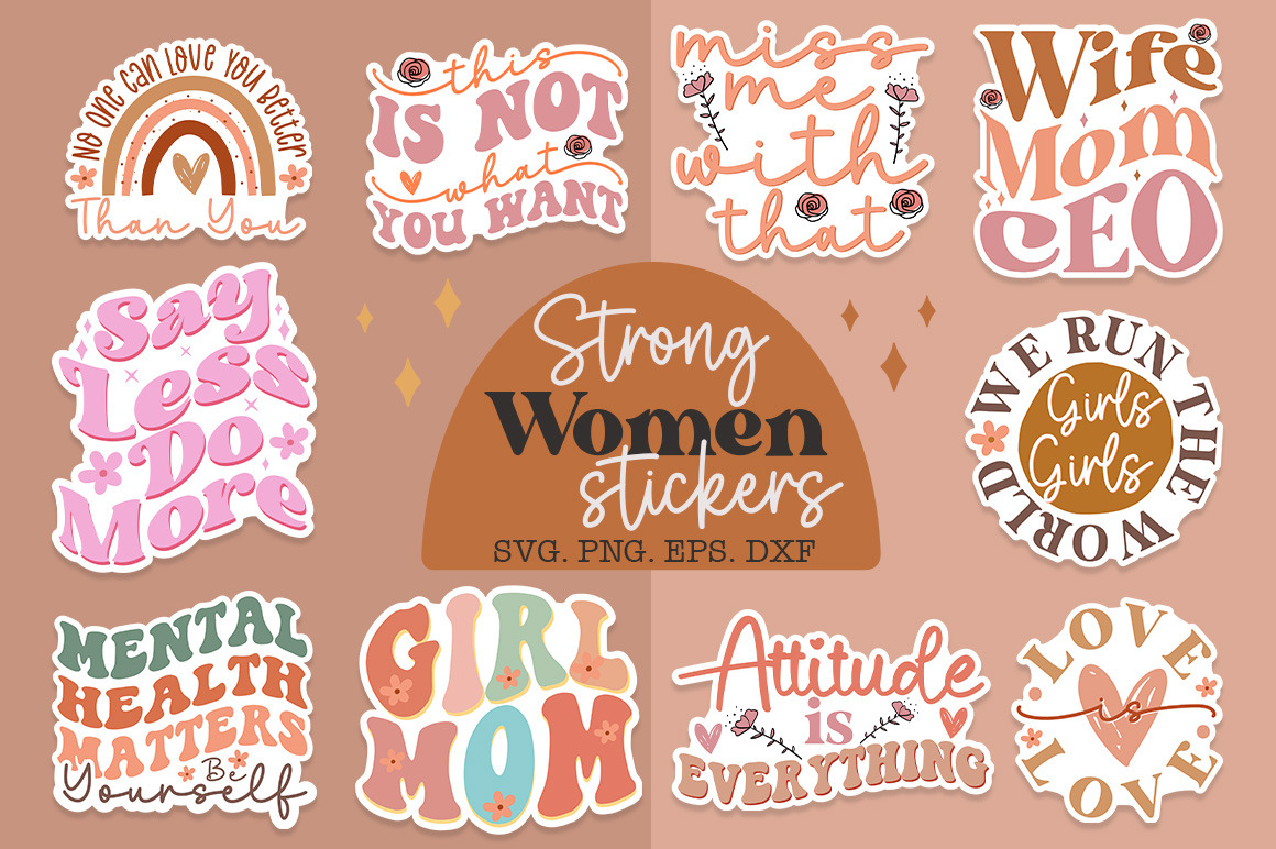 Strong Women Stickers. Boho Stickers
