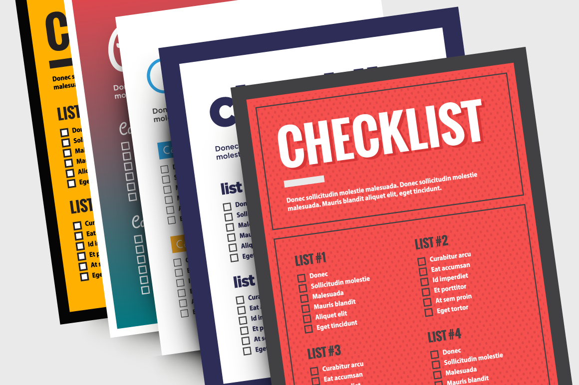 A Set of Five Checklists, a Graphic by Orange Graphics