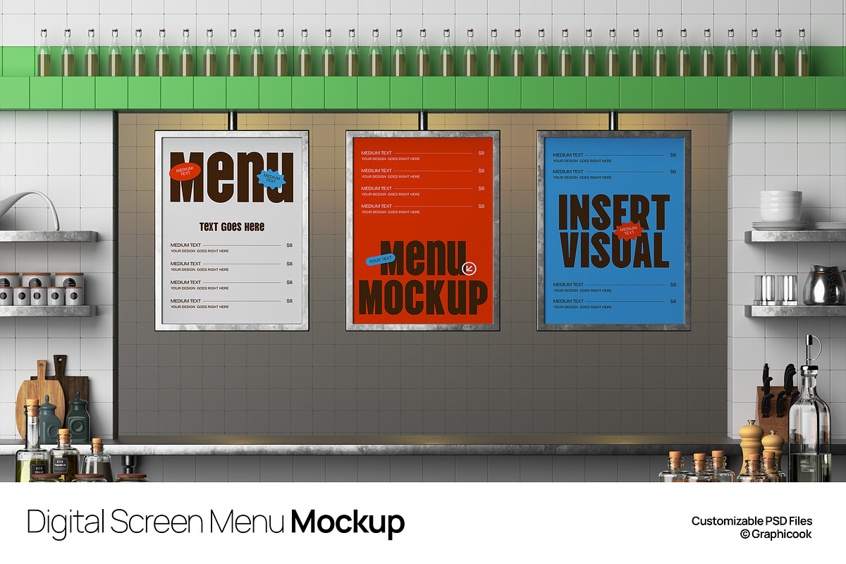 Digital Screen Menu Mockup, a Product Mockup by graphicook