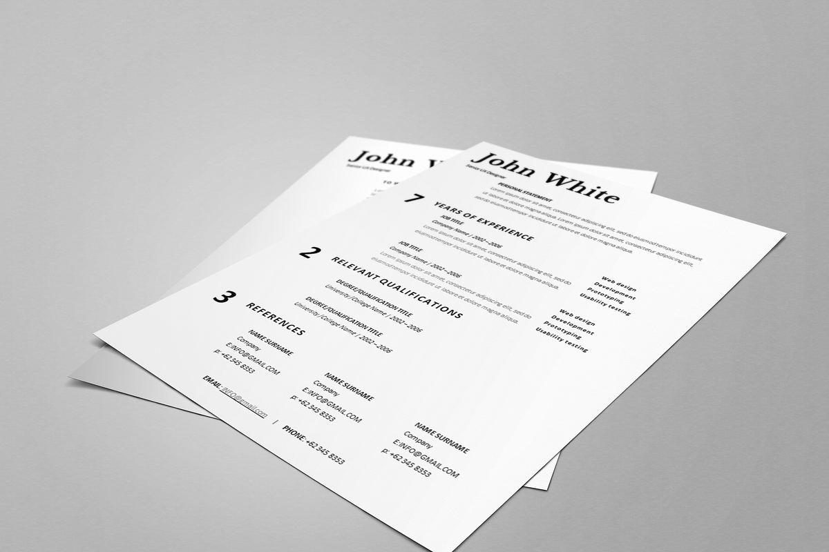 One page Resume CV + cover letter 3, a Resume Template by UX Design ...