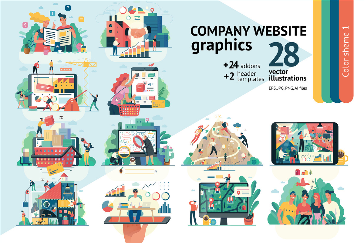 Company website vector Illustrations, a Work Illustration by Grivina's shop