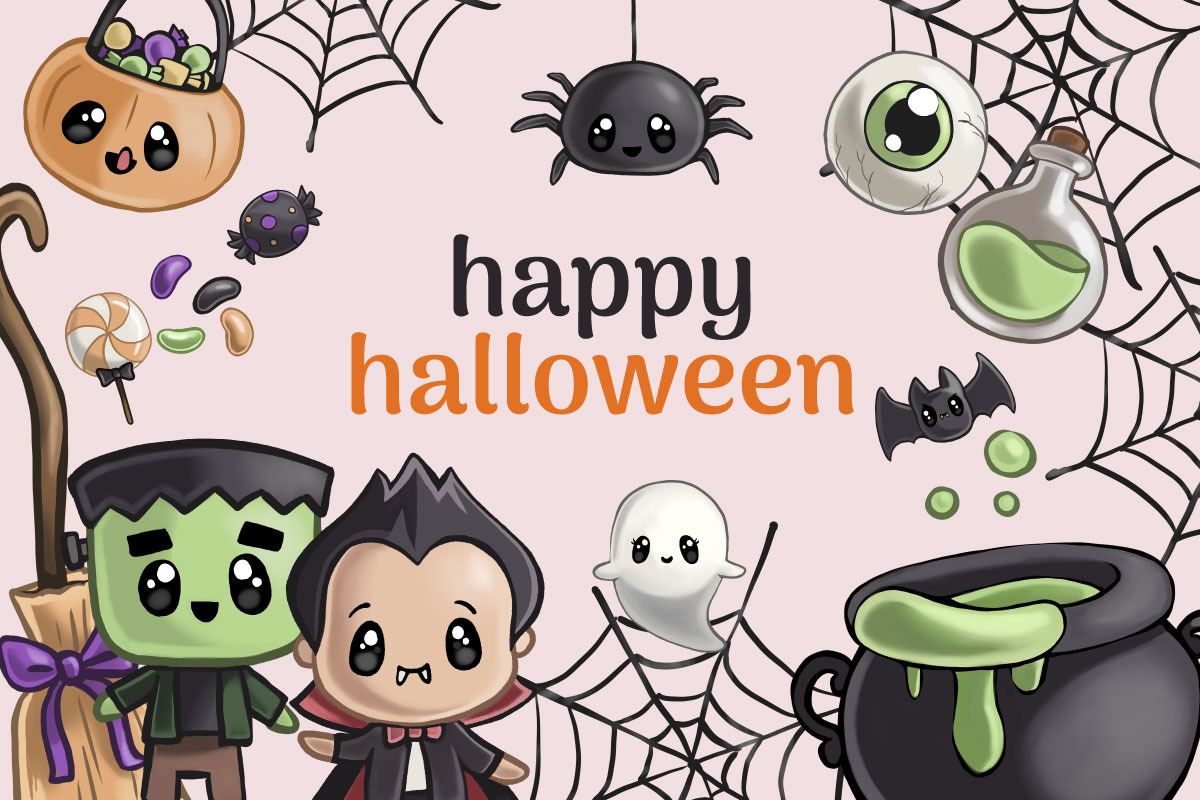 Cute Halloween Clipart, an Illustration by TheClipAtelier