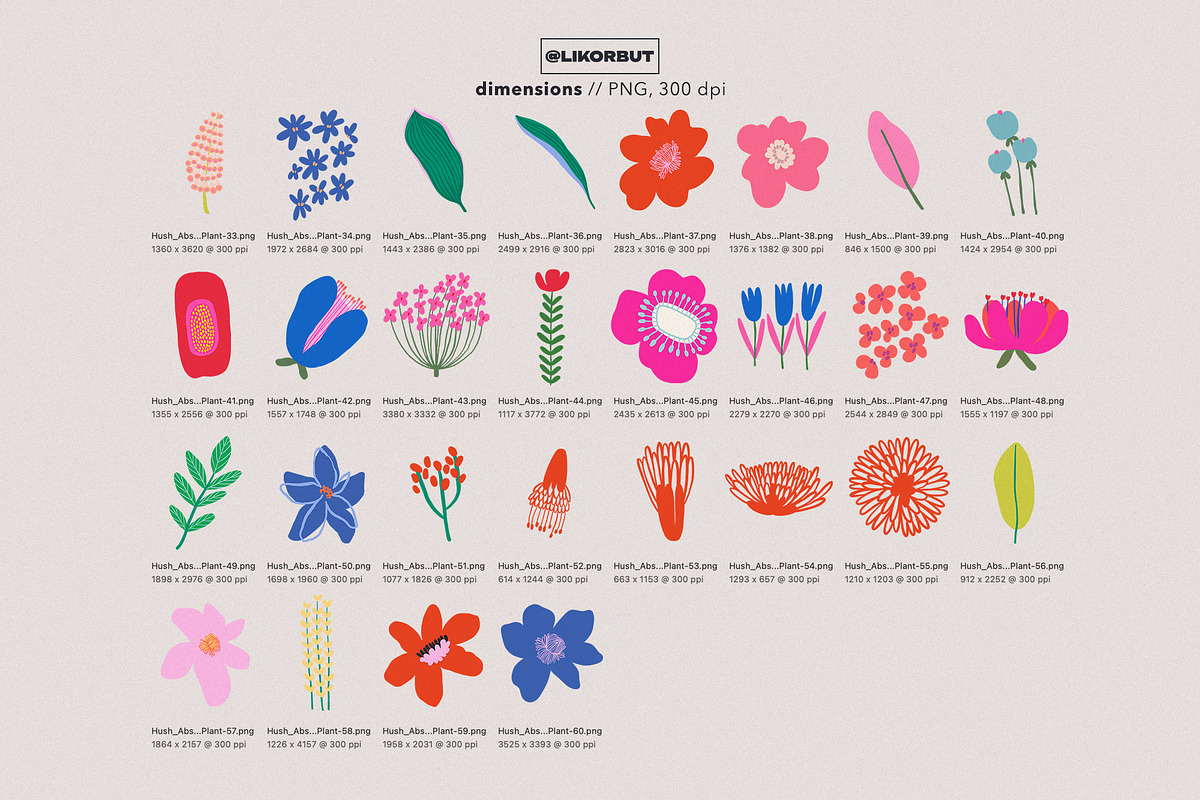 Flower Market Naive Abstract Blooms, a Decorative Illustration by likorbut