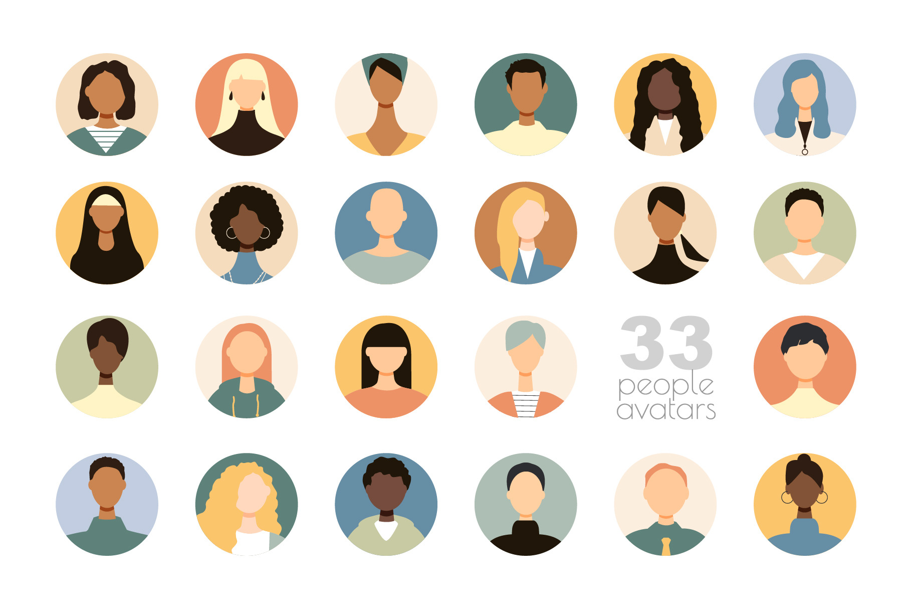33 people avatars, a Person Illustration by Stafeeva | Creative Market