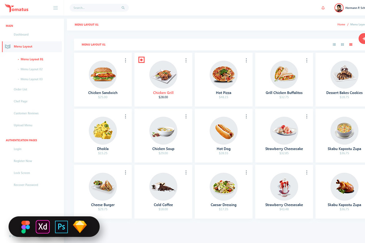 Restaurant Admin Dashboard UI Kit, an App Template by 3djagan