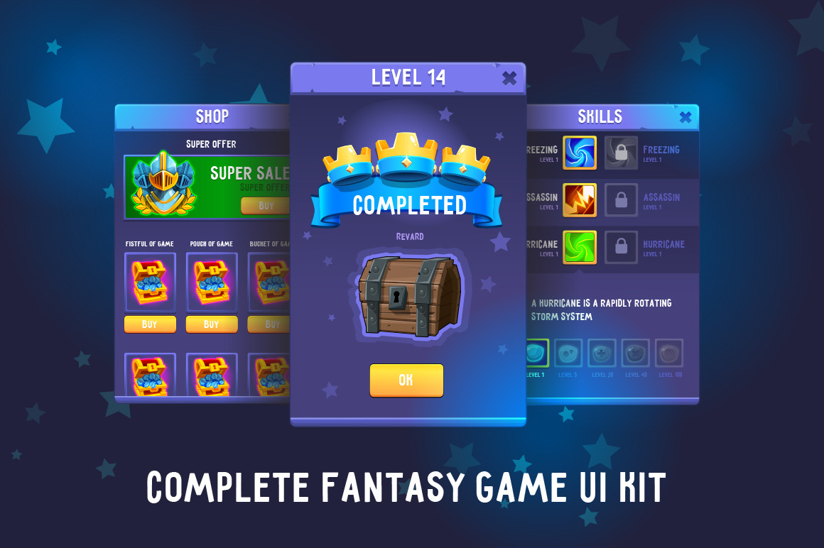 Complete Fantasy Game UI kit, an UI Kit Template by Game Ui art