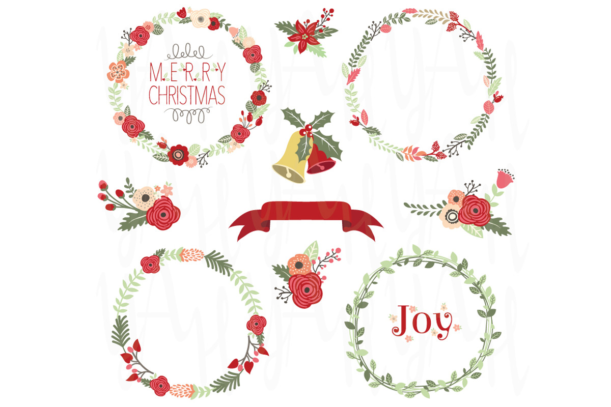 Christmas Wreath Clip Art, an Illustration by YenzArtHaut