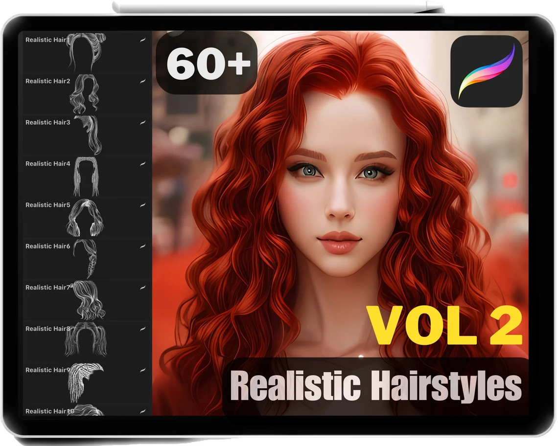 Procreate Realistic Hair Stamps