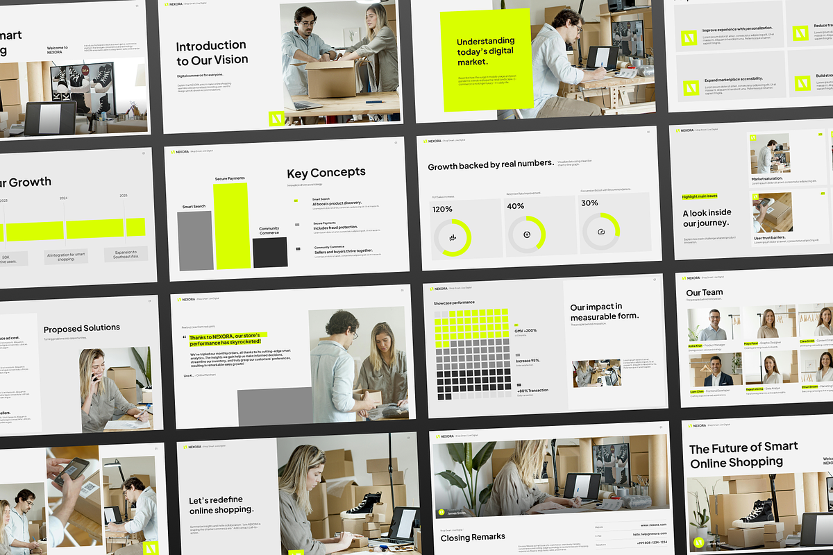 Nexora - Business Pitch PowerPoint, a Presentation Template by SLAB! Design