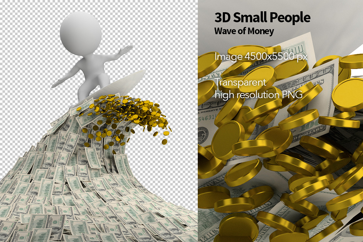 3D Small People - Wave of Money, a Person Illustration by Anatoly ...