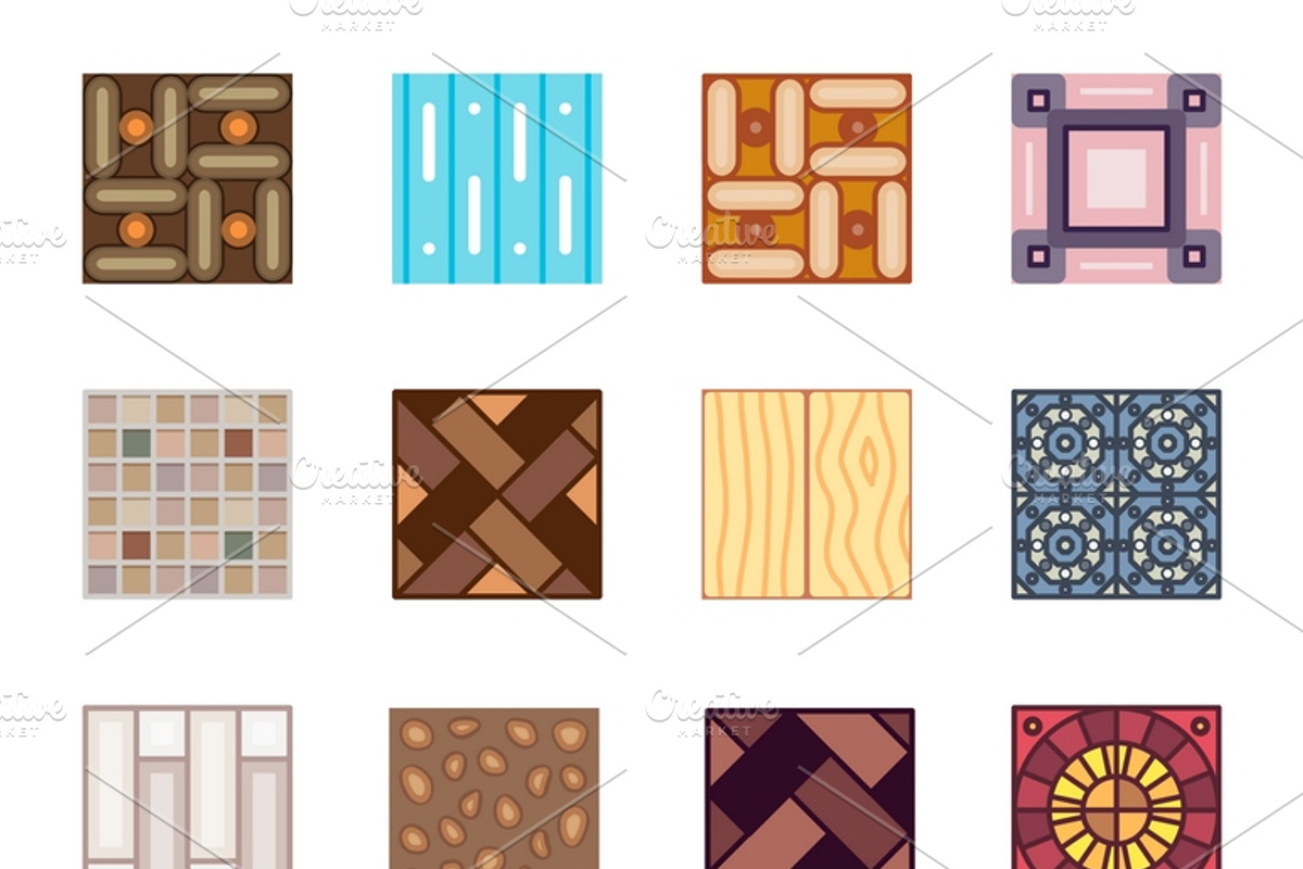 Floor materials flat vector icons, an Icon by Microvector