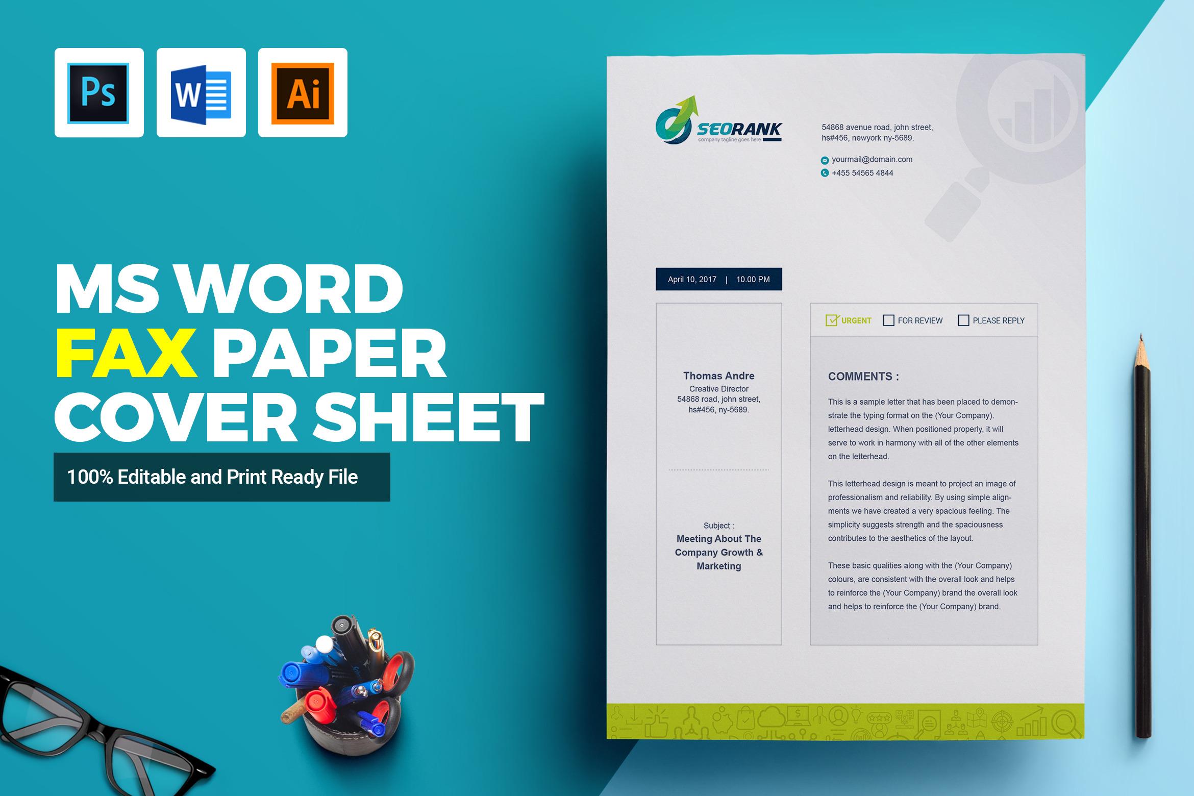 Fax Paper Cover Sheet Template, a Stationery Template by ContestDesign