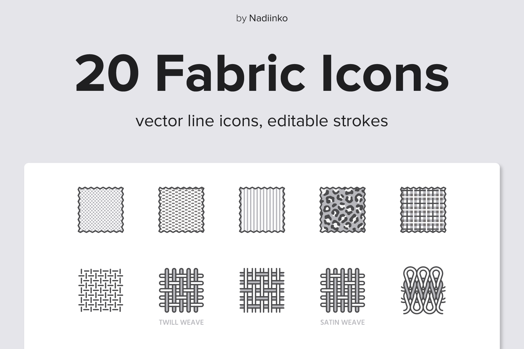 Fabric Line Icons, an Outline Icon by Nadiinko