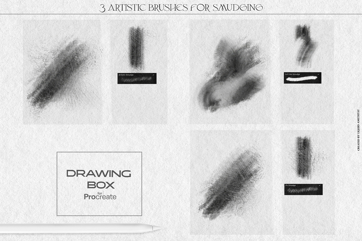 Drawing Box Pencils For Procreate, a Brush Add-On by Liquid Amethyst ...