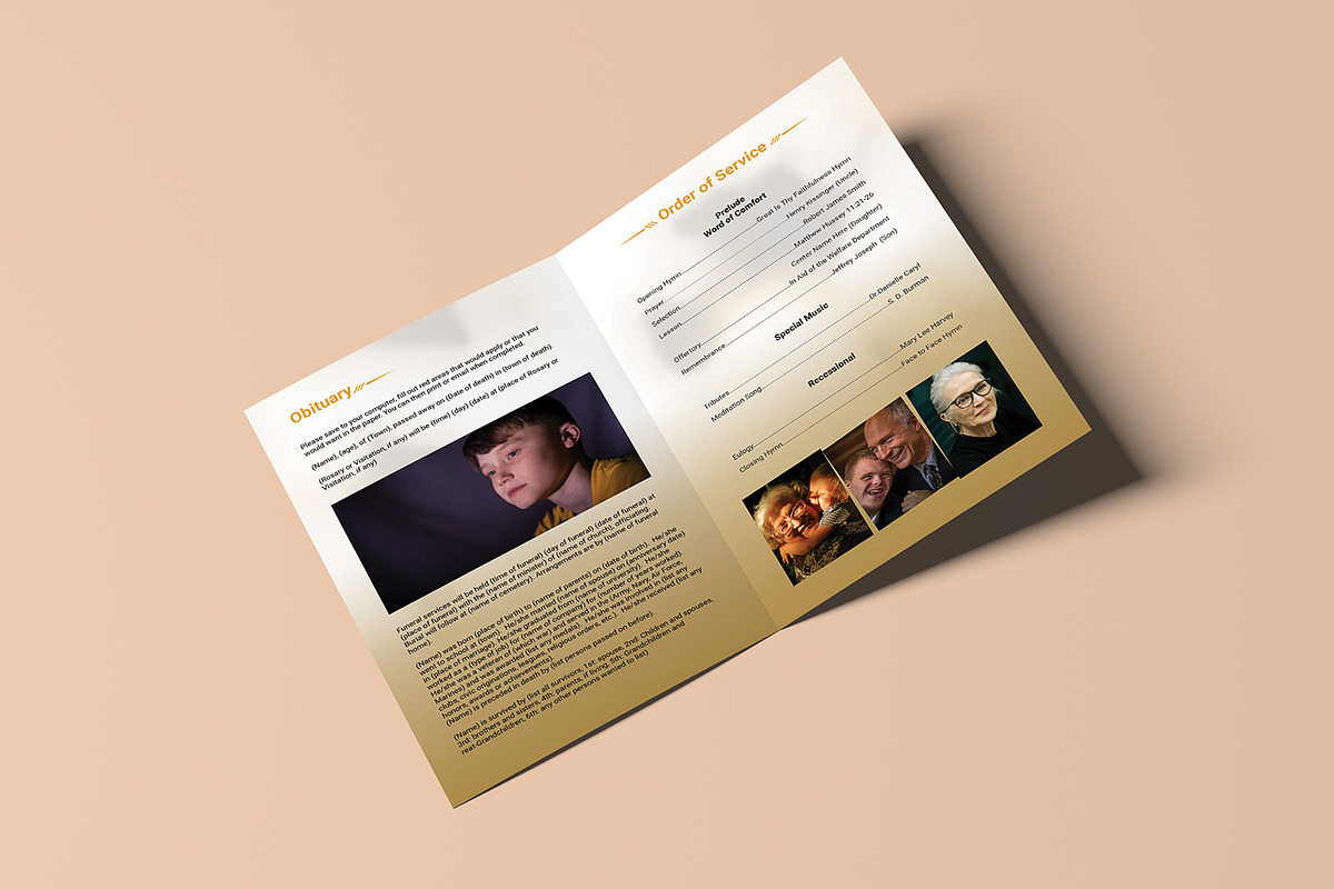 Elegant Funeral Program Template, a Brochure Template by retrographix