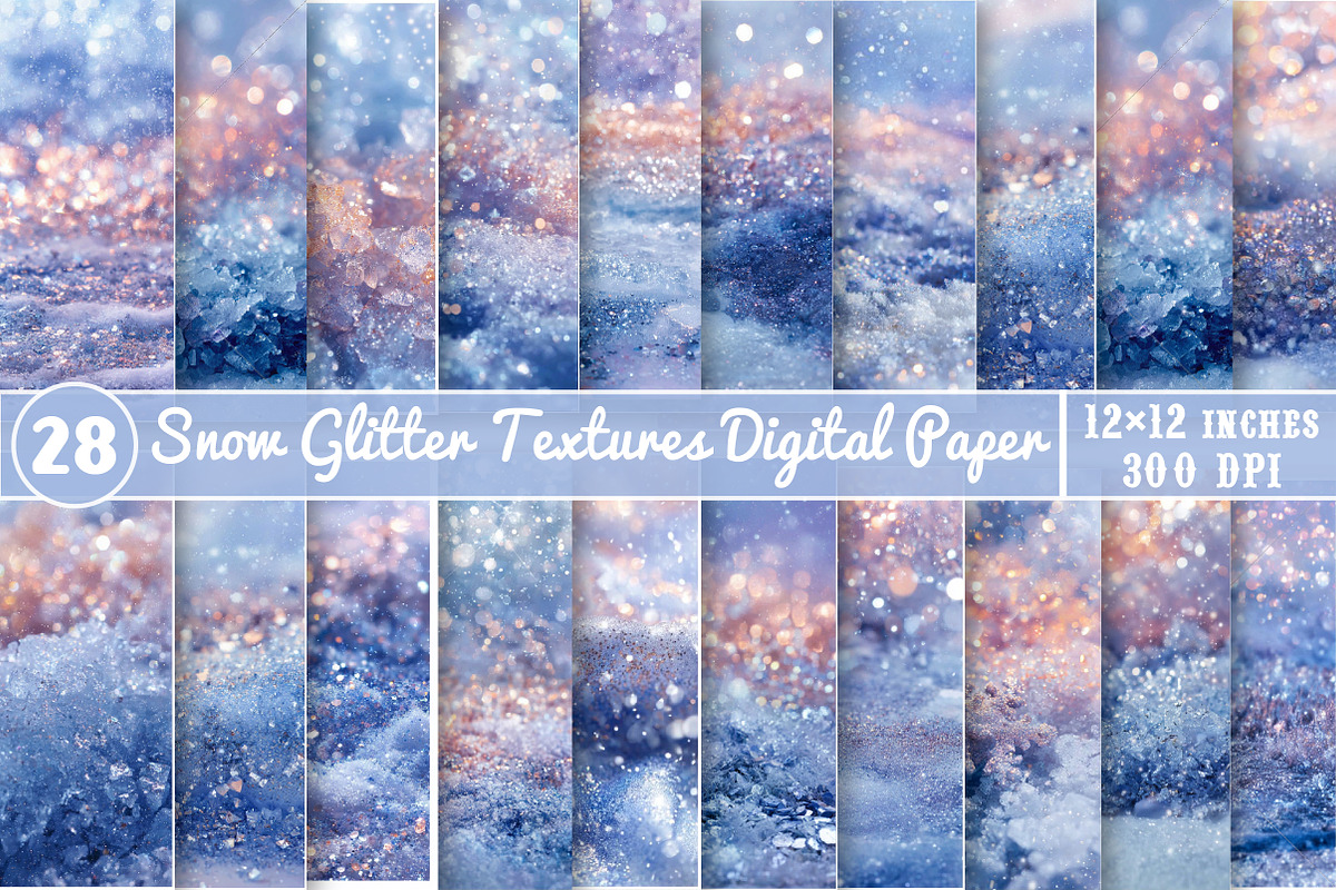 Snow Glitter Textures Digital Papers, a Pattern Graphic by SinaCreation