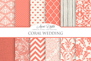 Coral Wedding Digital Paper, a Pattern Graphic by Avenie Digital