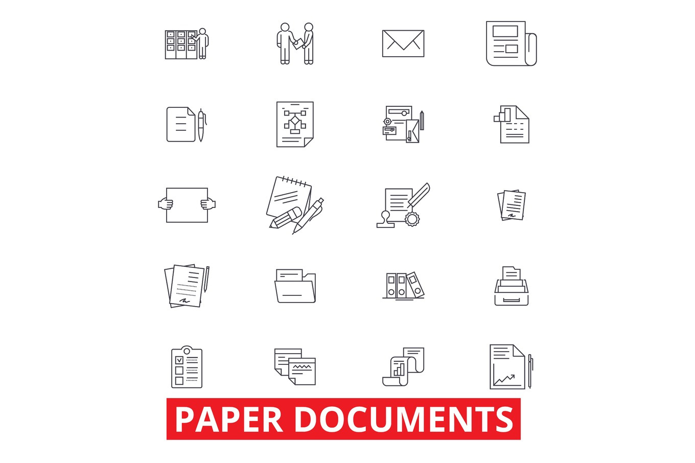 Paper documents, archive, paperwork, forms, bills, report, application ...
