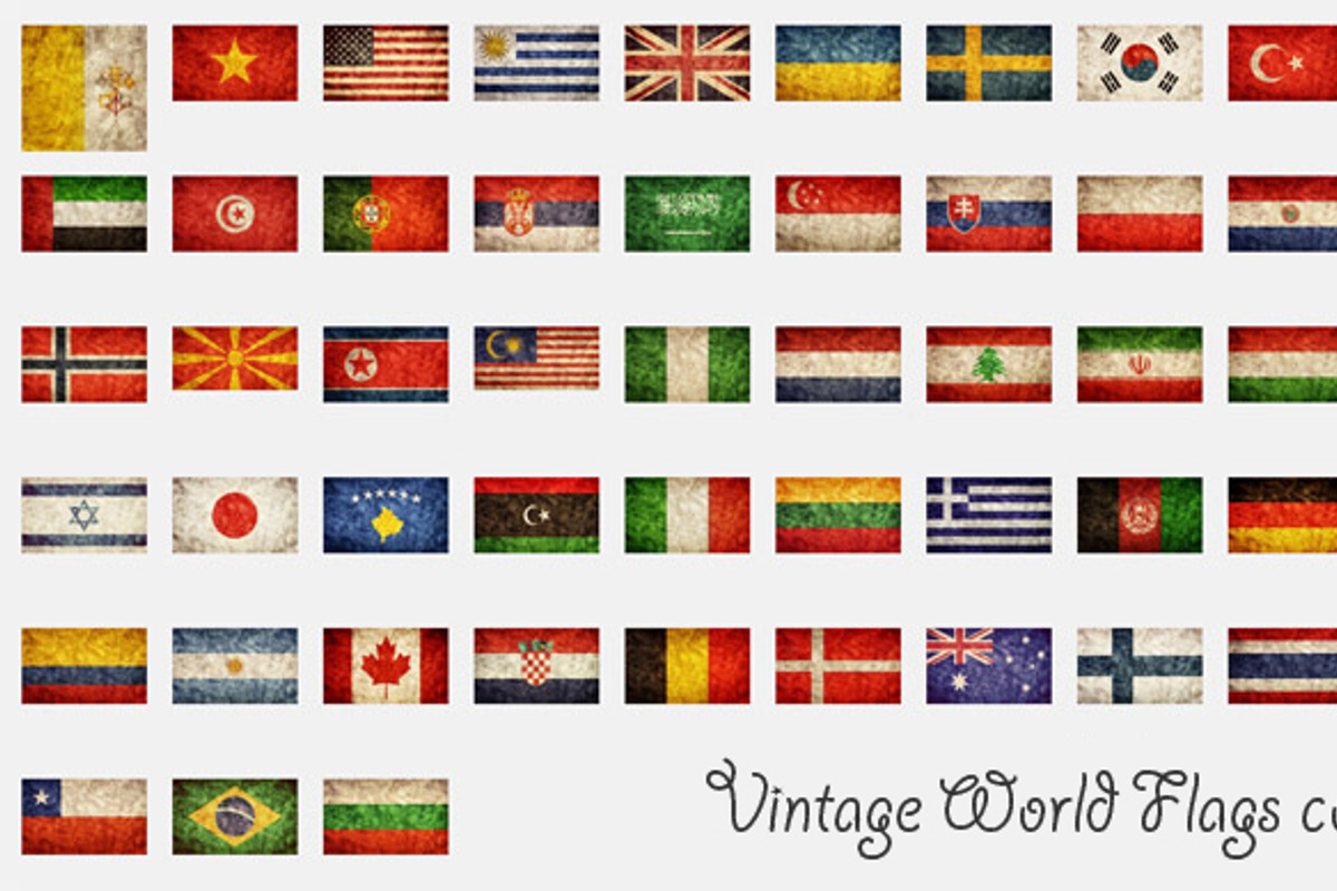 Vintage World Flags collection, a Texture Illustration by Photocreo ...