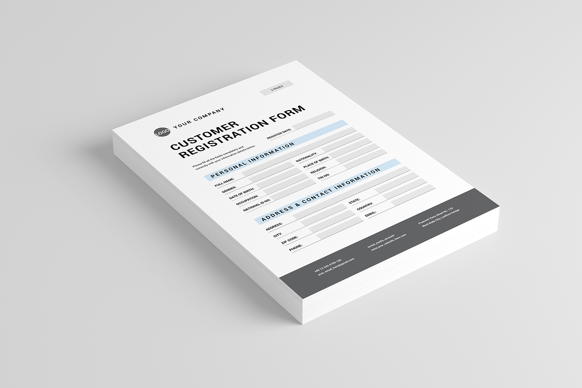 Customer Registration Form, a Stationery Template by Leaflove