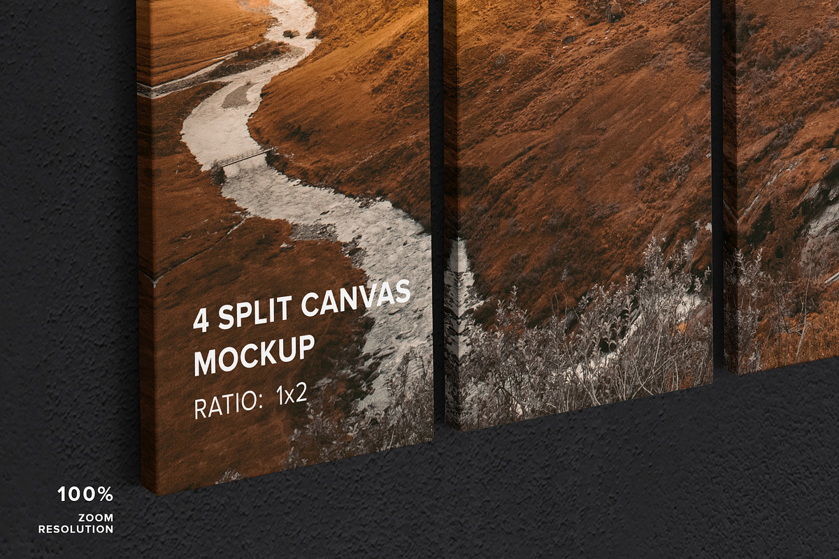 4 Panel Canvas Ratio 1x2 Mockup, an Advertising Mockup by Mockups by ...