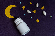 Sky with moon and stars and sleeping featuring sleeping, pills, and ...