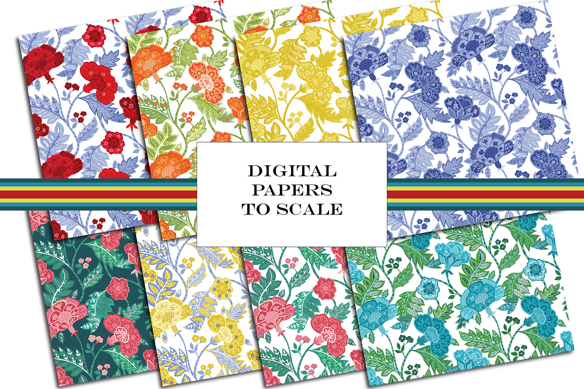Rainbow Digital Papers Chintz