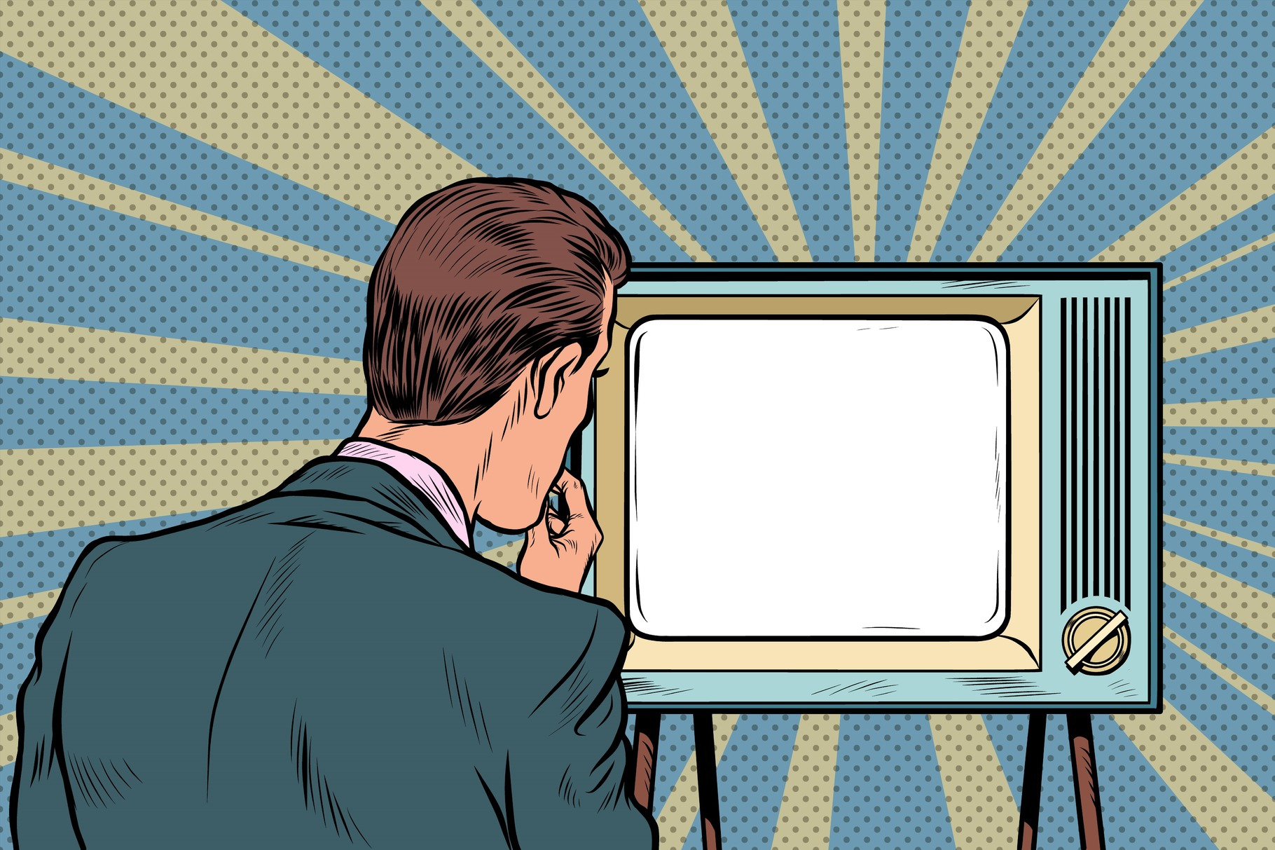 male viewer watching TV. Television, a Technology Illustration by ...