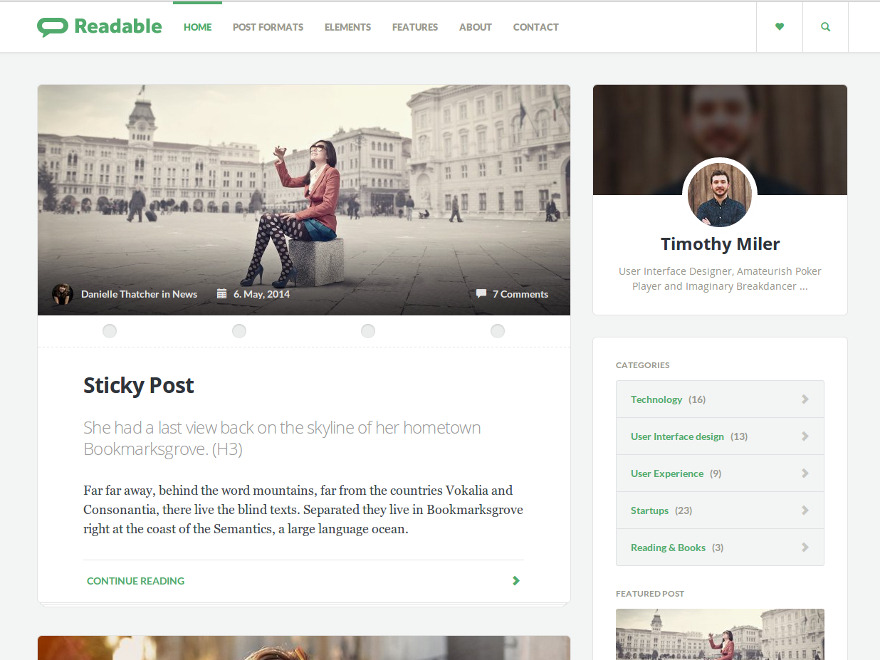 Readable - Focused on Readability, a WordPress Template by ProteusThemes