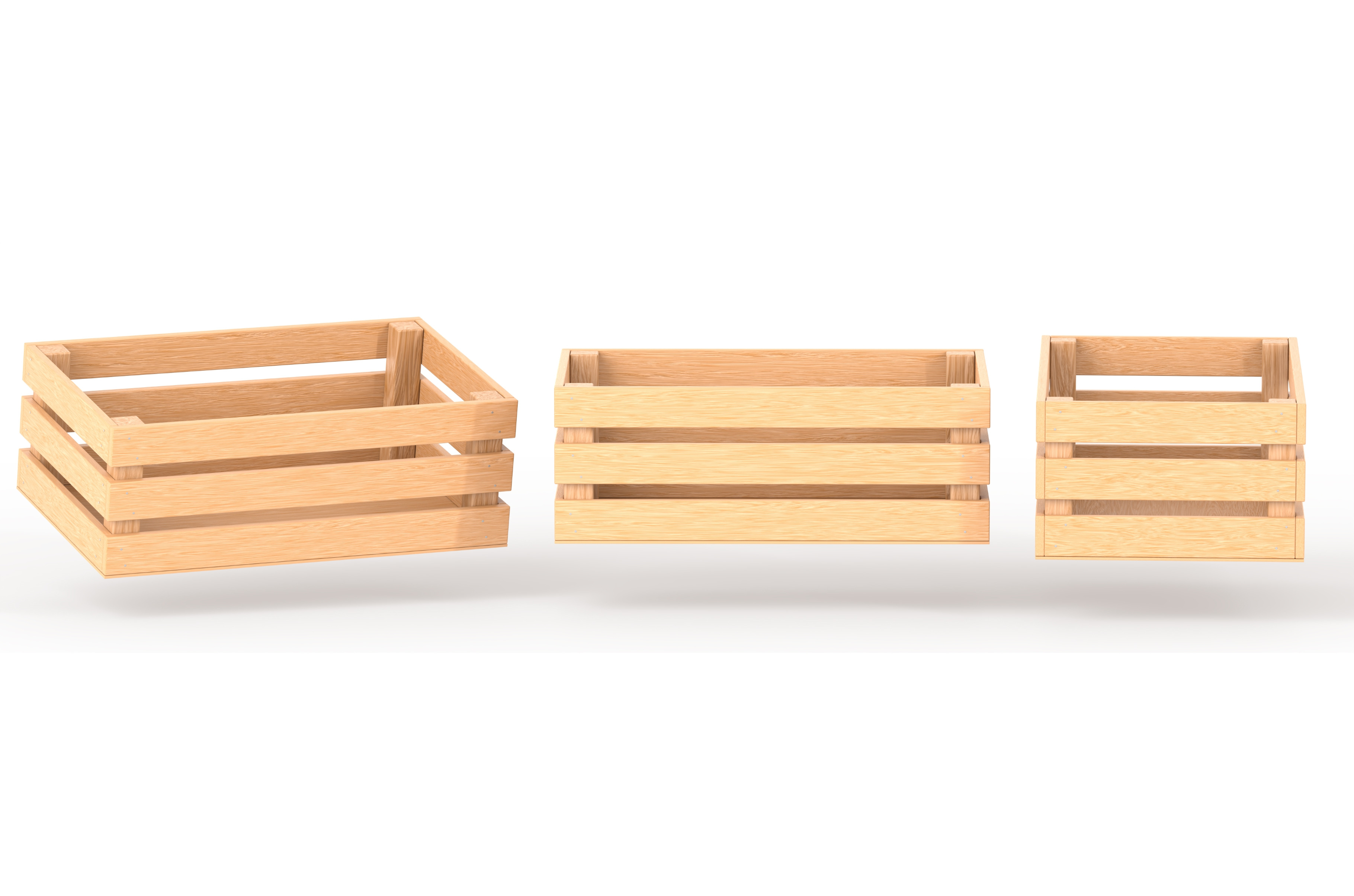 Wooden box side, top and angle view, an Object 3D Model by Marozhkastudio