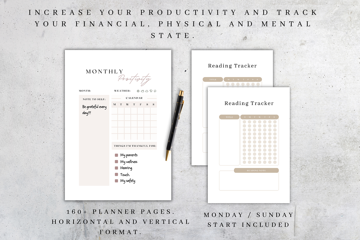 Digital Productivity Planner Bundle, a Stationery Template by ...
