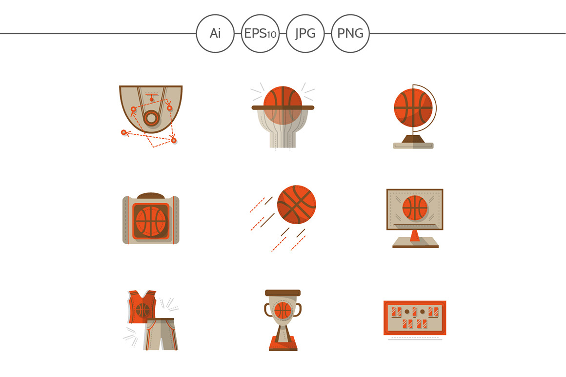 Basketball flat vector icons. Set 2, an Icon by YershovOleksandr