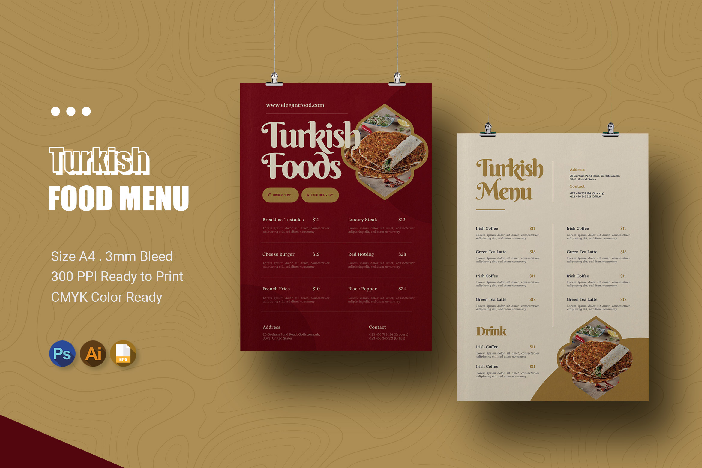 Turkish Food Menu, a Print Template by Esensifiksi.studio | Creative Market