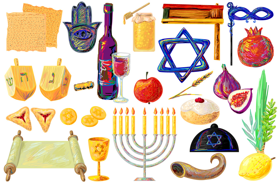 Jewish holidays symbols Clip Art Set | Illustrations ~ Creative Market
