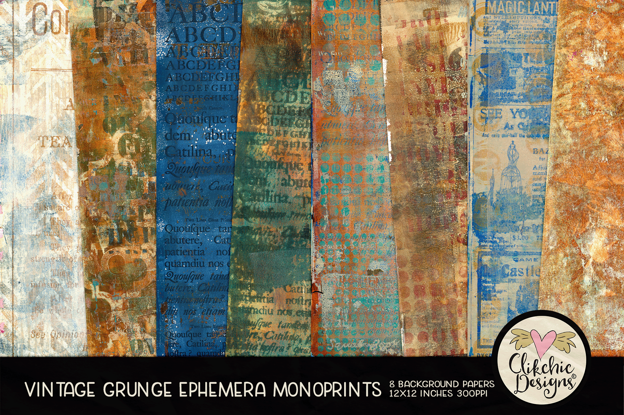 Vintage Grunge Ephemera Background, a Texture Graphic by Clikchic Designs