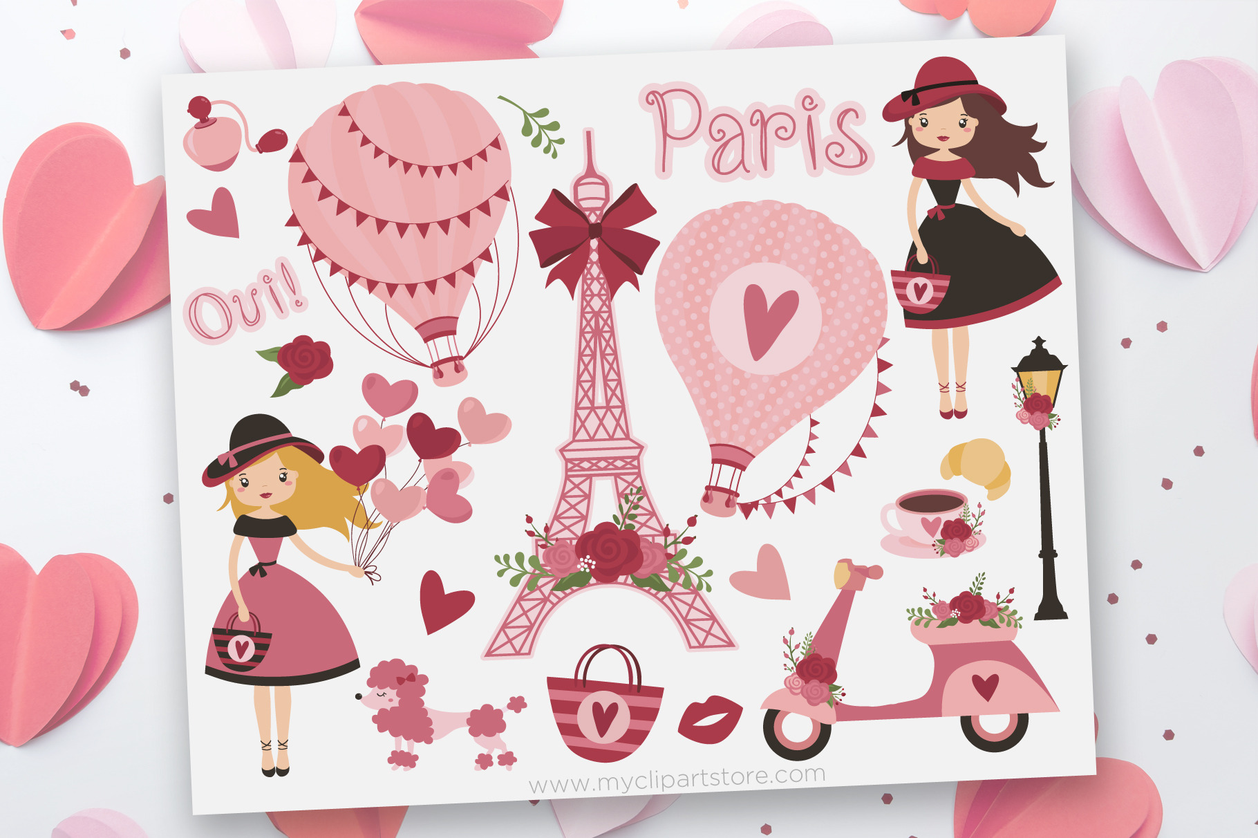 Oui, Paris! Vector Clipart + SVG, a Seasonal Illustration by ...