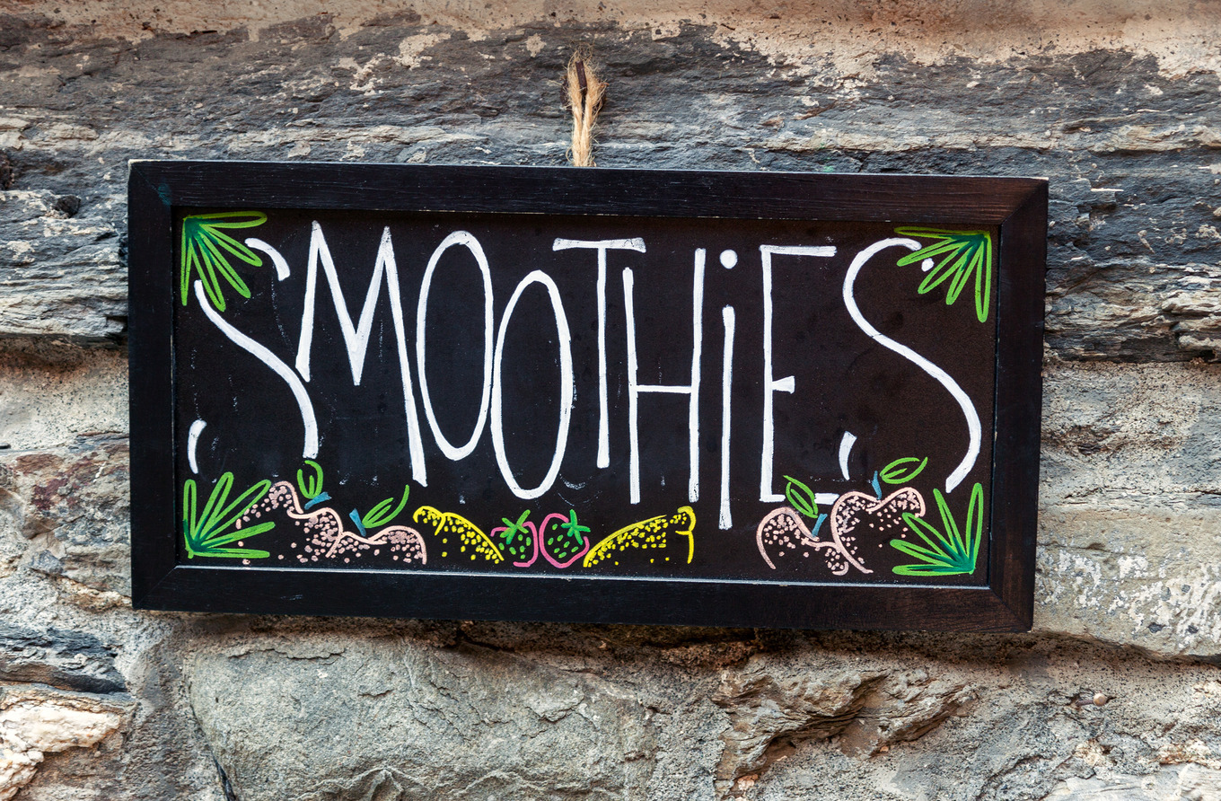 Smoothies available chalkboard sign, a Food & Drink Photo by BOOCYS