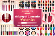 Makeup & Cosmetics Vector Set, an Object Illustration by pixaroma