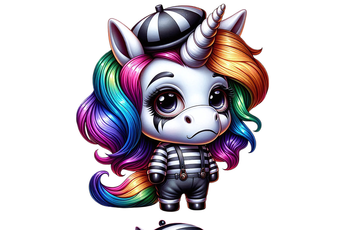 Cute Mime Unicorn Clipart Bundle, an Animal Illustration by ...
