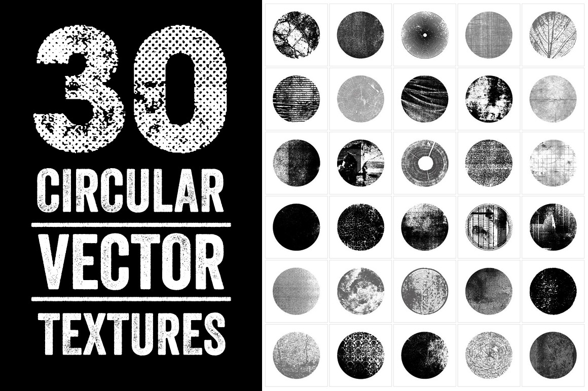 30 Circular Vector Textures, a Texture Graphic by Offset