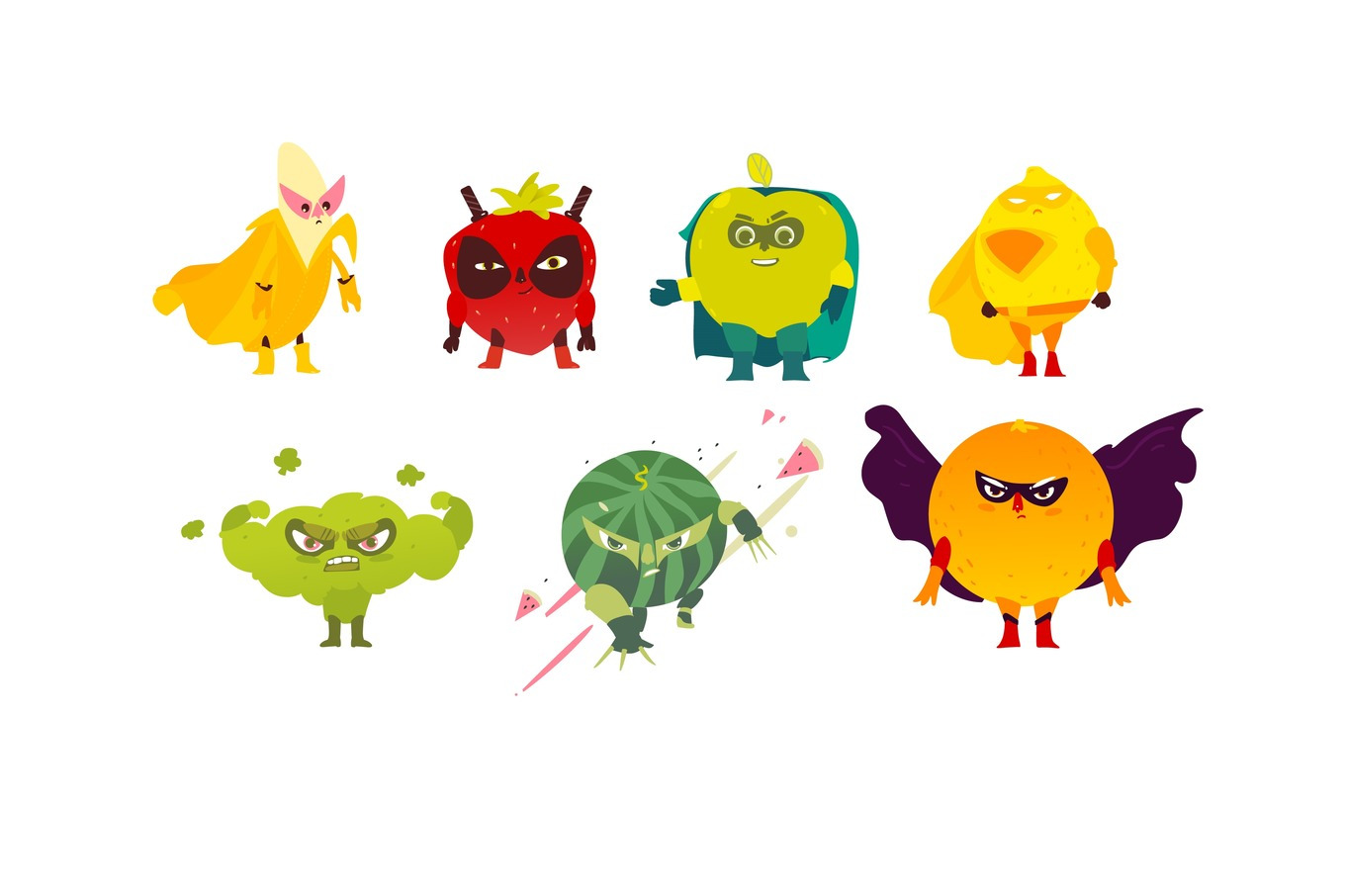Fruit and berry hero, superhero characters, guards, a Food Illustration ...