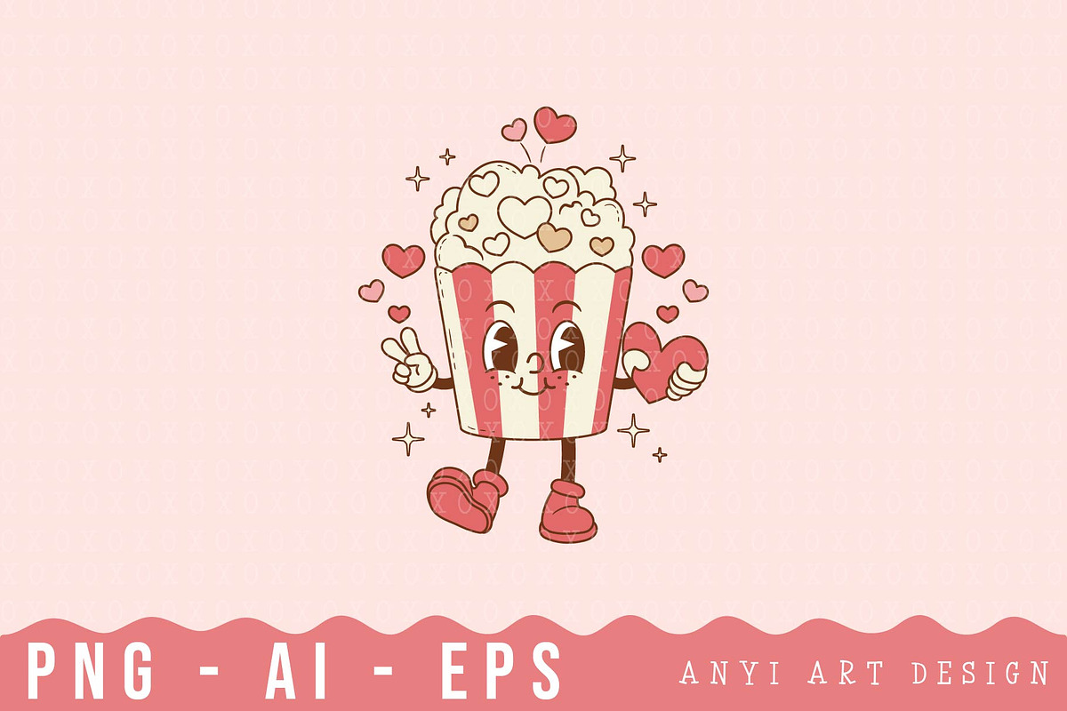 Retro Food Cartoon Valentines Day