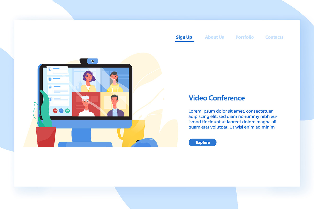Video conference banner, a Decorative Illustration by Good Studio ...