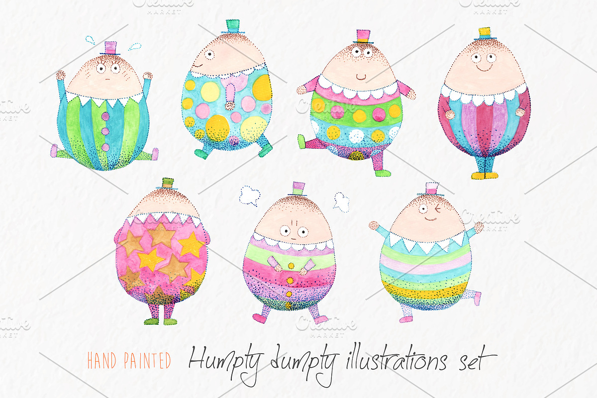 Watercolor Humpty Dumpty Clip art, an Illustration by Eomoiart