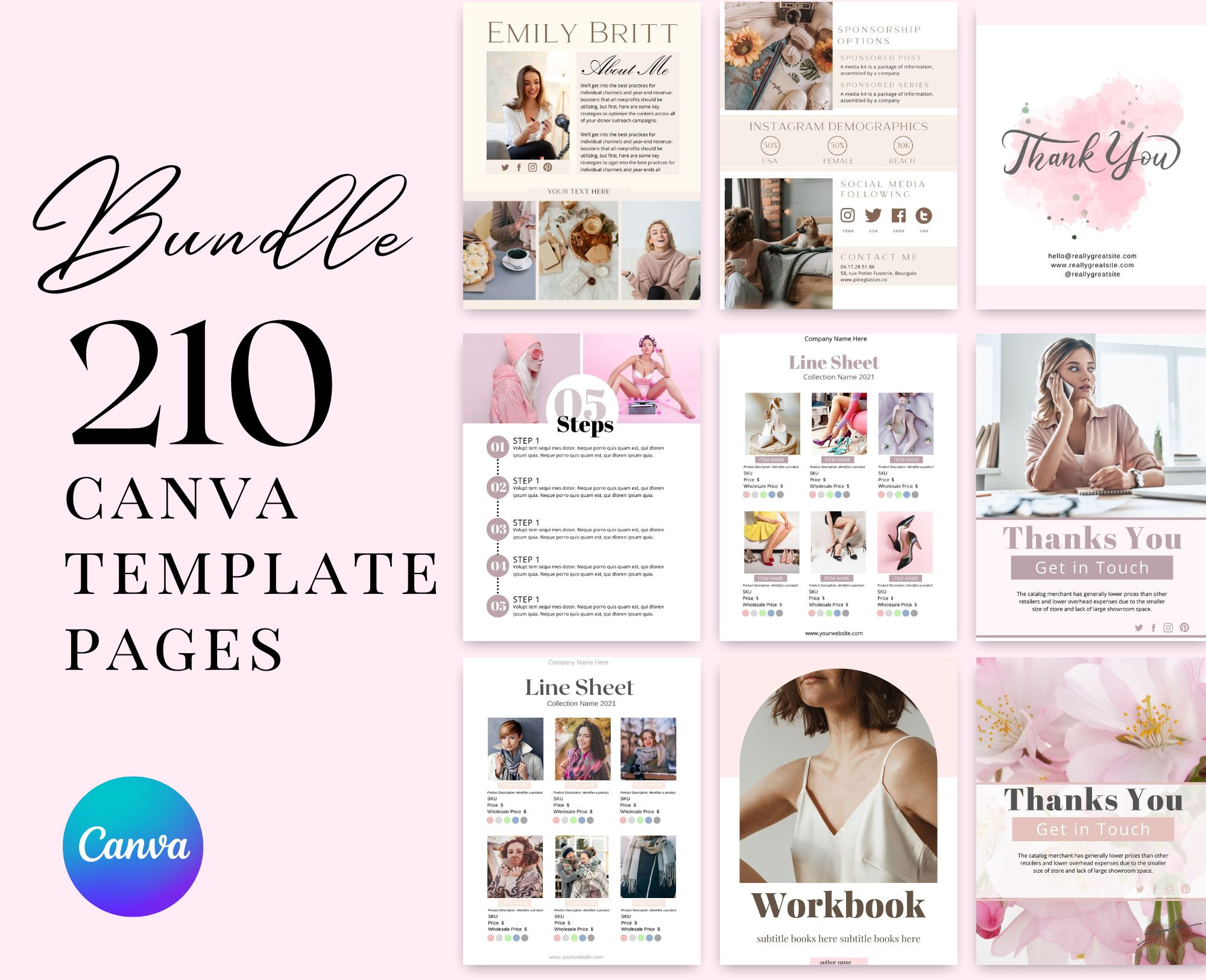 210 pages Canva Template Bundle, a Brochure Template by TimCanvaTemplate
