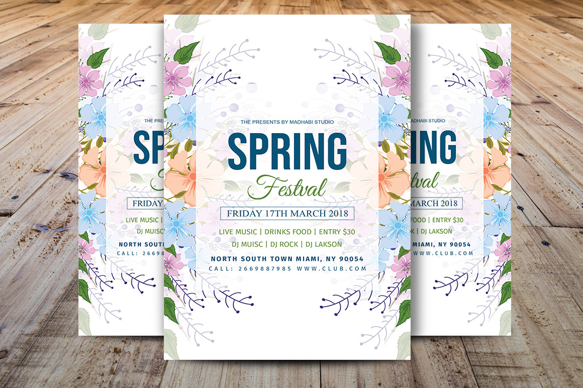 Spring Festival Flyer, a Flyer Template by Madhabi Studio